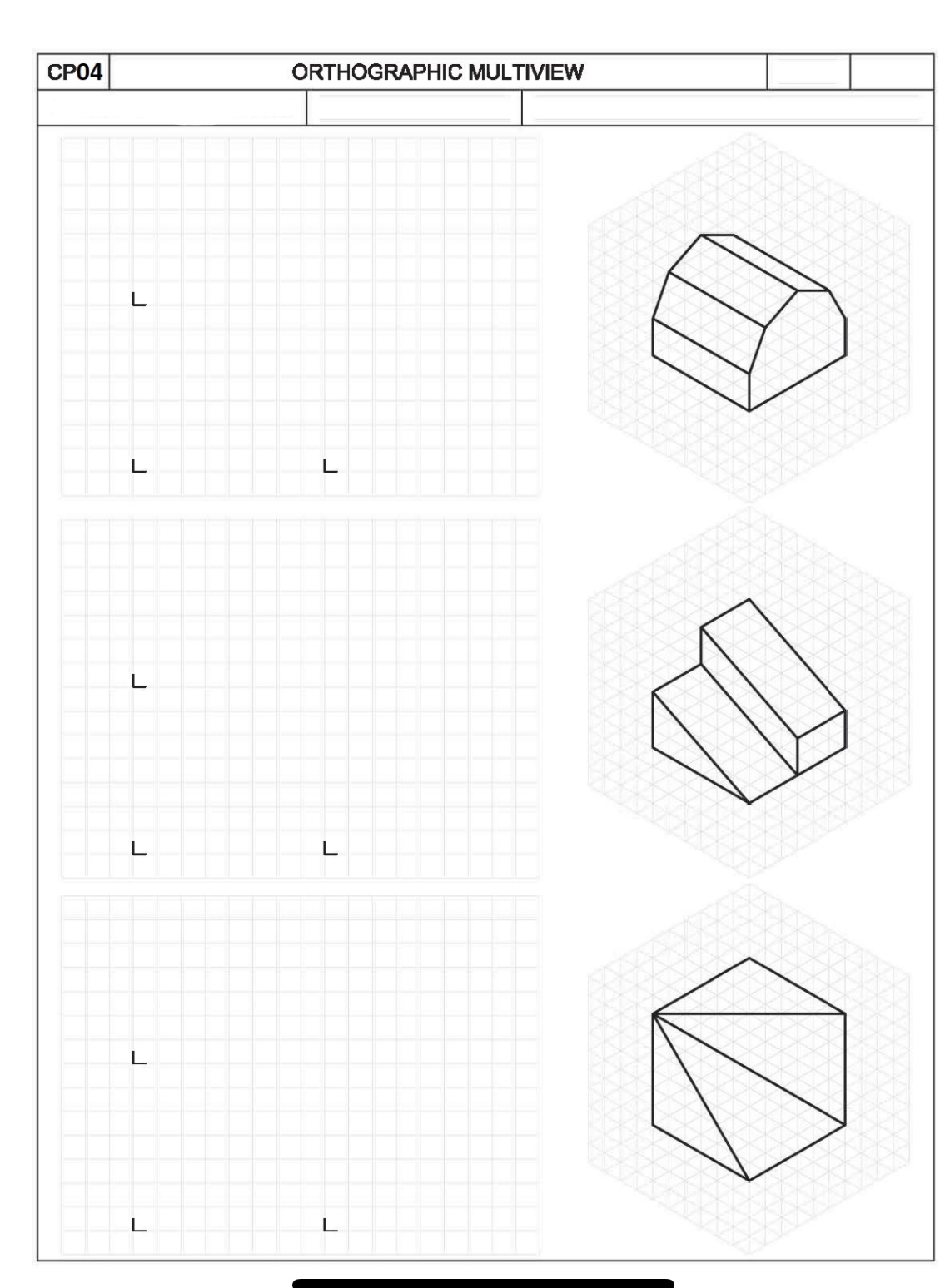 Draw the top view, front view, and side view | Chegg.com