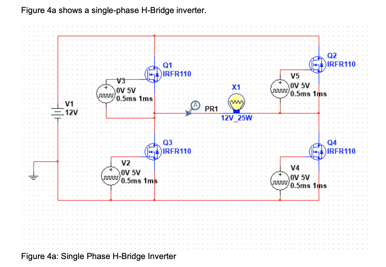Figure 4a shows a single-phase H-Bridge inverter. Q1 | Chegg.com