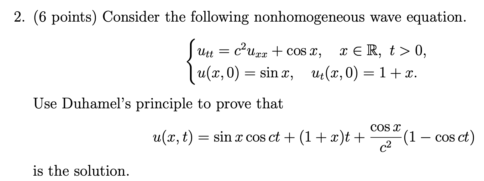 Solved 2. (6 points) Consider the following nonhomogeneous | Chegg.com