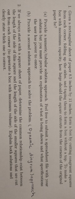 Solved 1. Given a rectangular sheet of paper 8.5 inches by | Chegg.com