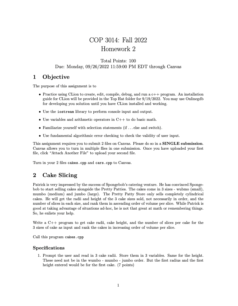 Solved 1 Objective The purpose of this assignment is to - | Chegg.com