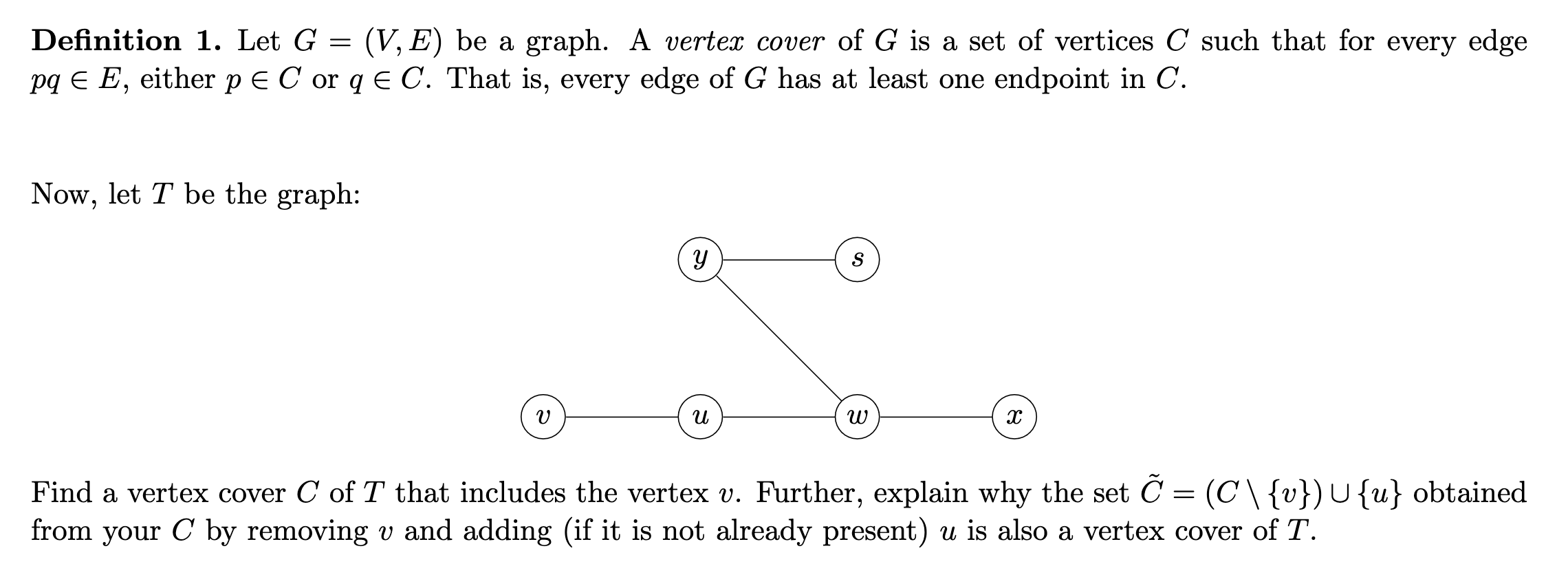 Solved Definition 1. ﻿Let G=(V,E) ﻿be a graph. A vertex | Chegg.com