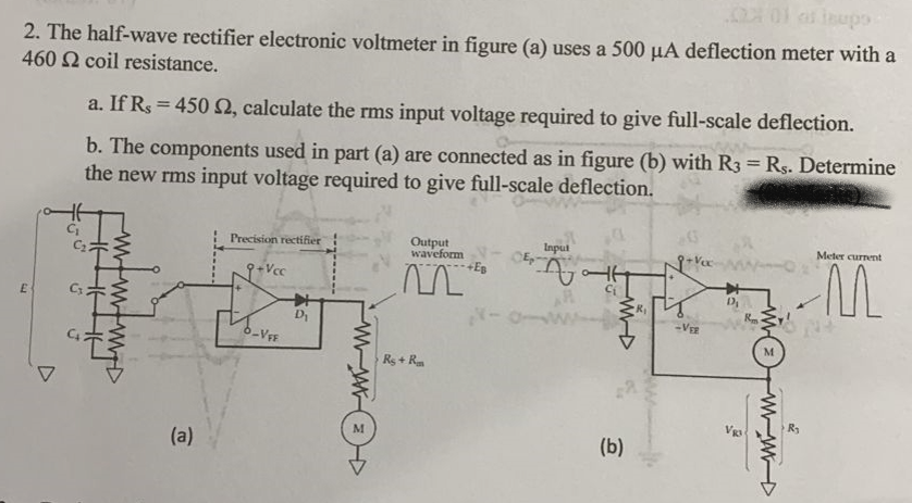 Solved The Half Wave Rectifier Electronic Voltmeter In