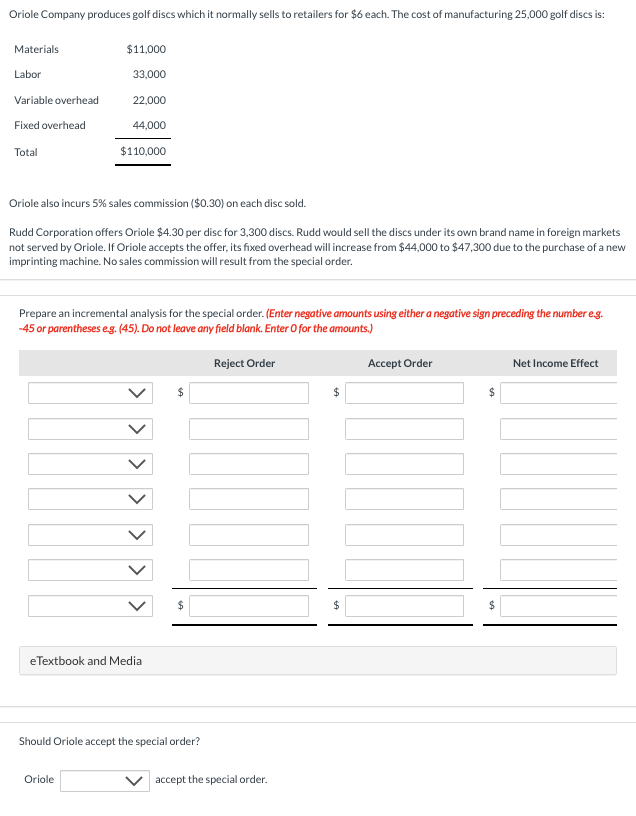 Solved Oriole Company produces golf discs which it normally | Chegg.com