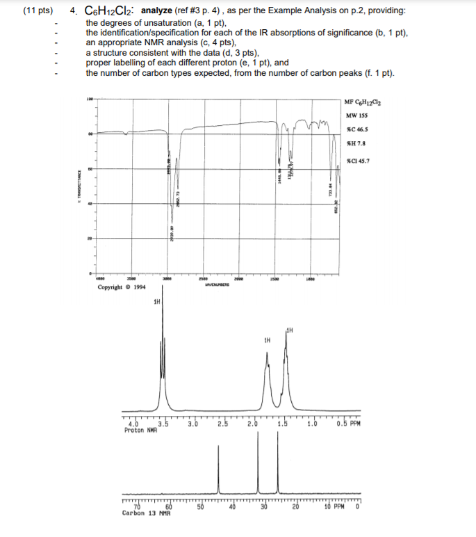 Solved C6H12Cl2 : analyze (ref #3 p. 4) , as per the Example | Chegg.com