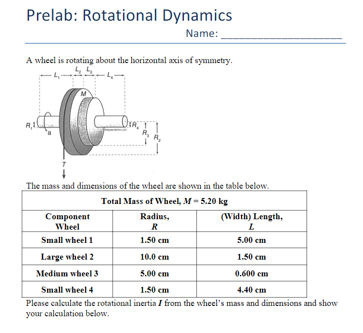 Solved Prelab: Rotational Dynamics Name: A wheel is rotating | Chegg.com