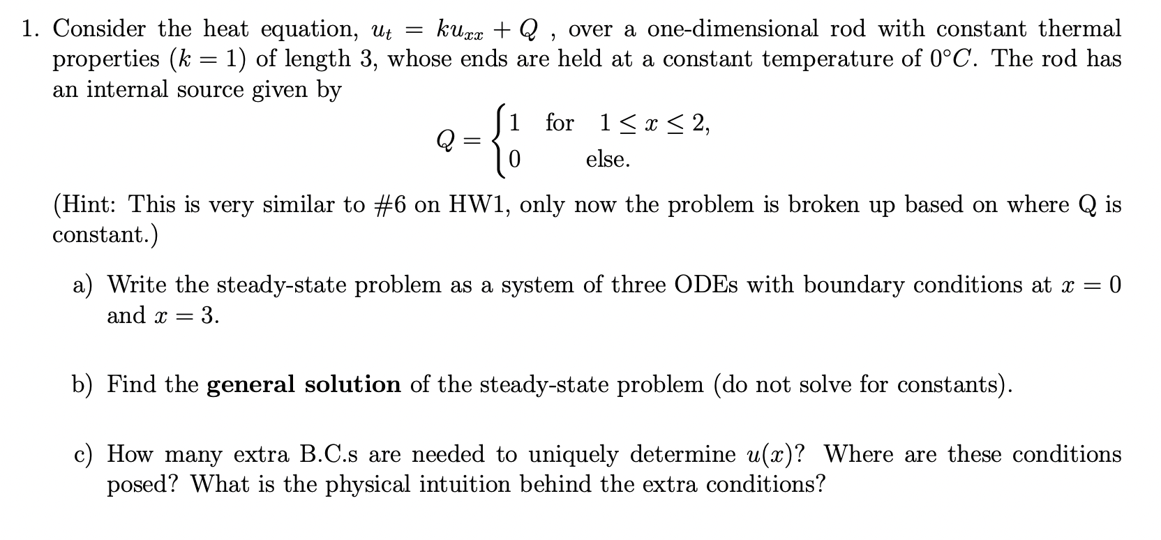 Solved Consider the heat equation, ut=kuxx+Q, over a | Chegg.com