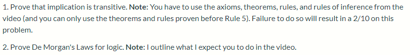 Solved 1. Prove that implication is transitive. Note: You | Chegg.com