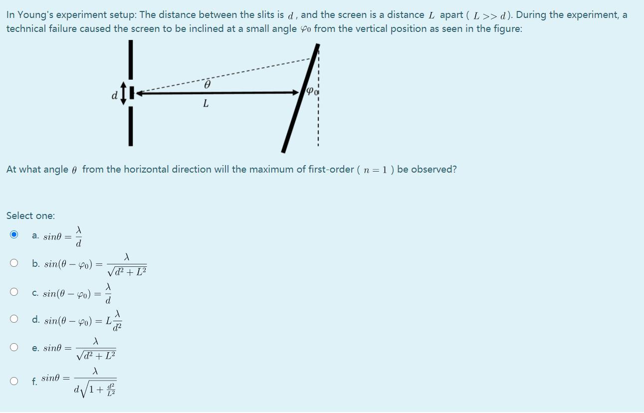 Solved In Young's experiment setup: The distance between the | Chegg.com