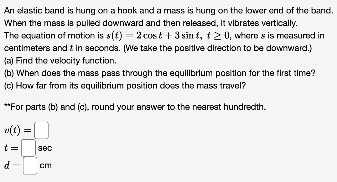 Solved An elastic band is hung on a hook and a mass is hung | Chegg.com