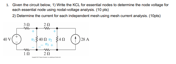 Solved 1) Write the KCL for essential nodes to determine the | Chegg.com