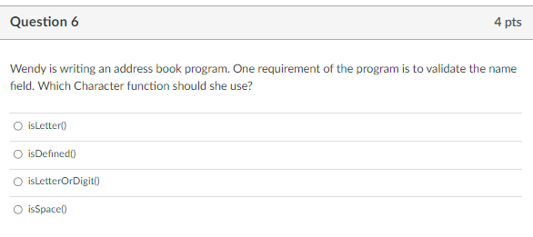 Solved Wendy is writing an address book program. One | Chegg.com