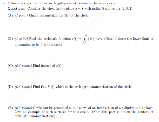 5. Follow the steps to find an arc length | Chegg.com