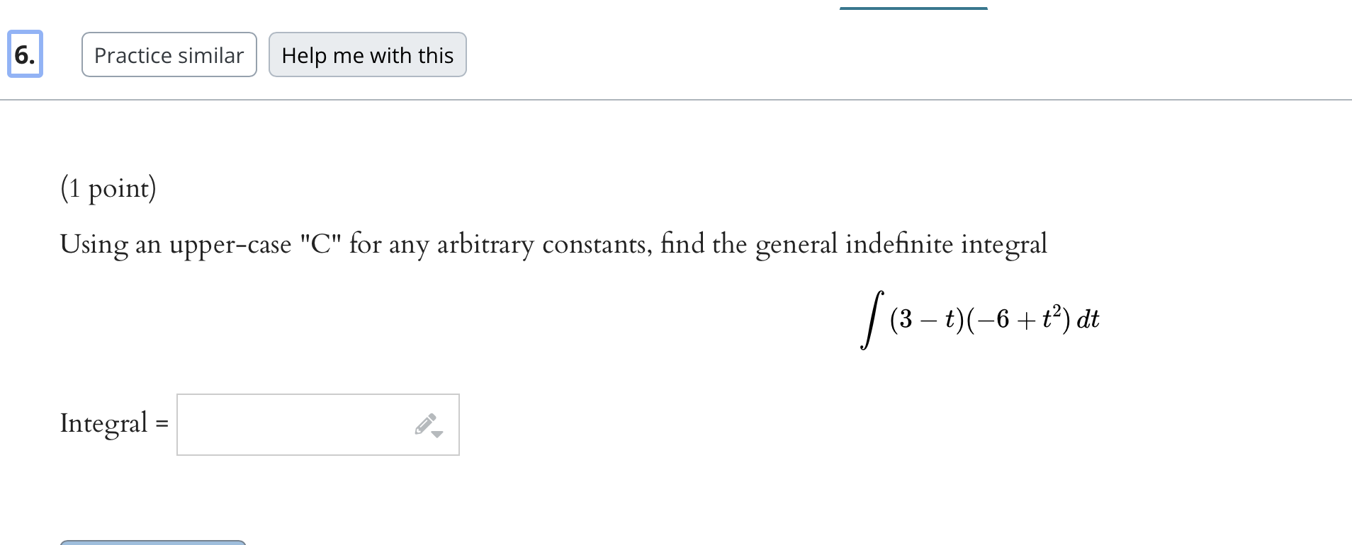 Solved 6. Practice similar Help me with this (1 point) Using | Chegg.com