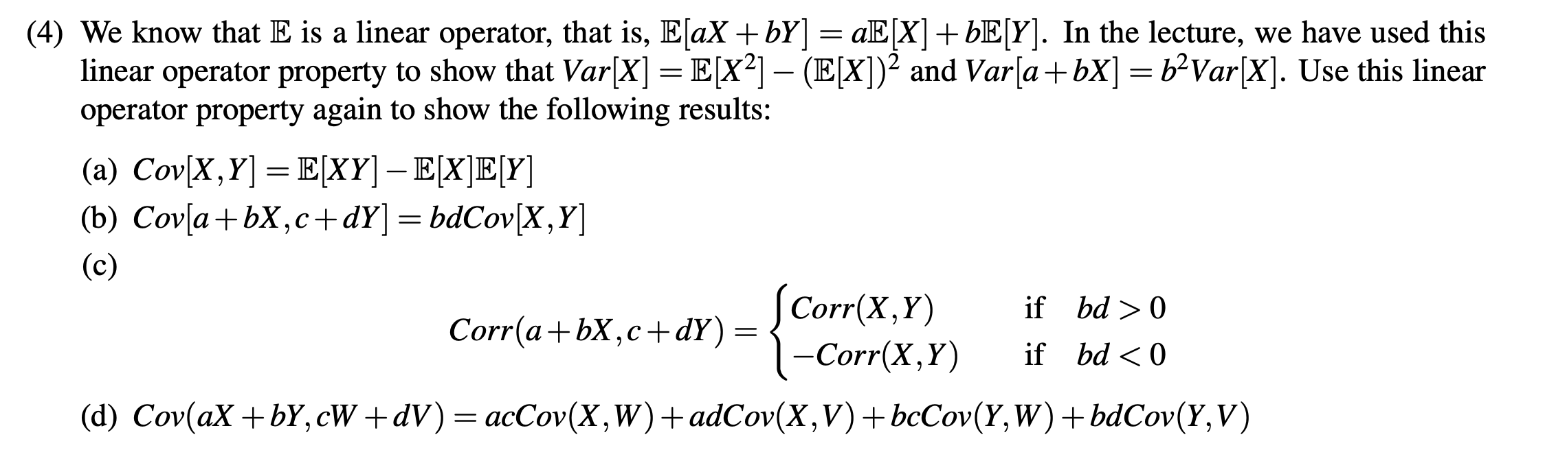 Solved (4) We know that E is a linear operator, that is, | Chegg.com