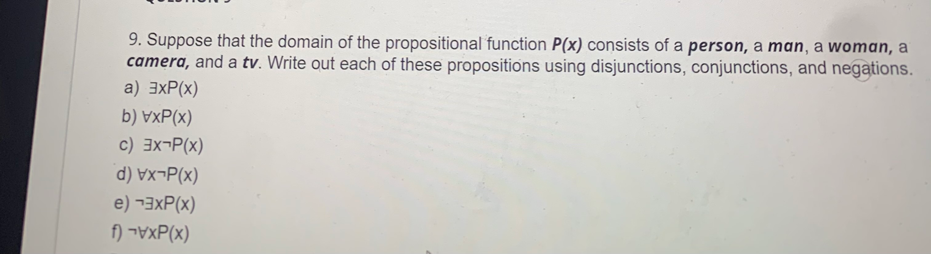 Solved 9. Suppose that the domain of the propositional | Chegg.com