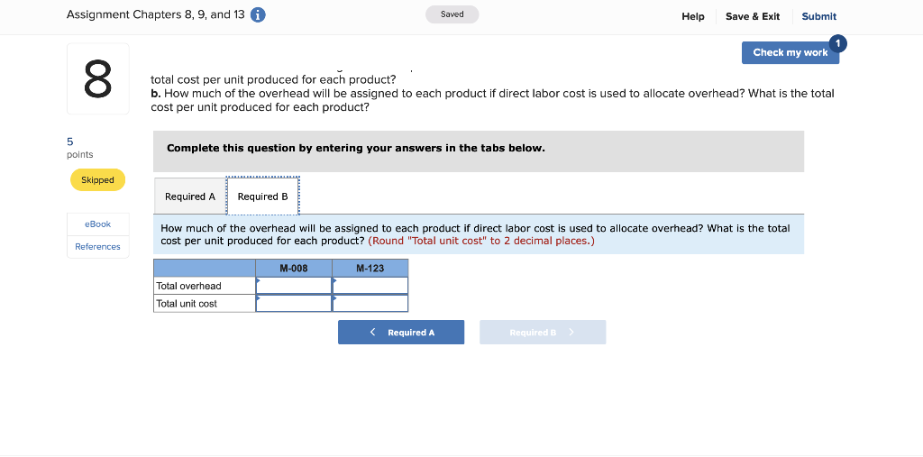 Solved Assignment Chapters 8, 9, and 13 Saved Help Save & | Chegg.com