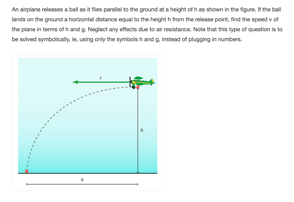 Solved An airplane releases a ball as it flies parallel to | Chegg.com
