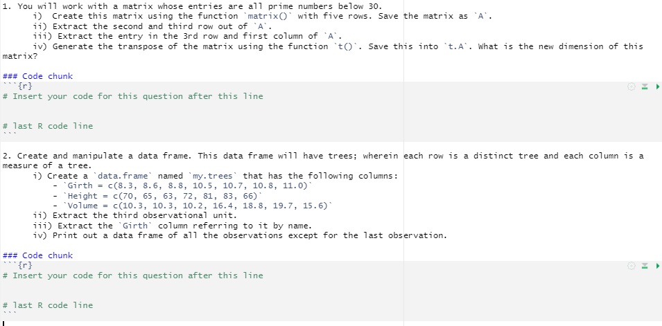 Solved 1. You will work with a matrix whose entries are all | Chegg.com