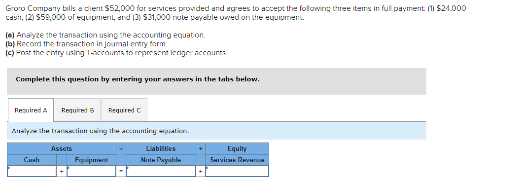 Solved Groro Company bills a client $52,000 for services | Chegg.com
