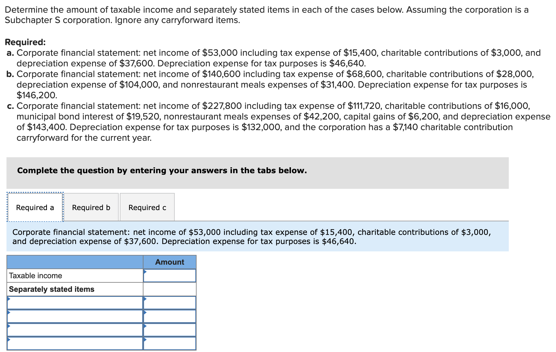 Solved Determine the amount of taxable income and separately | Chegg.com
