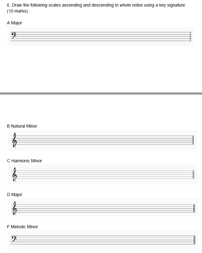 Solved 6. Draw the following scales ascending and descending | Chegg.com