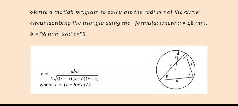 Solved Write a matlab program to calculate the radius r of | Chegg.com