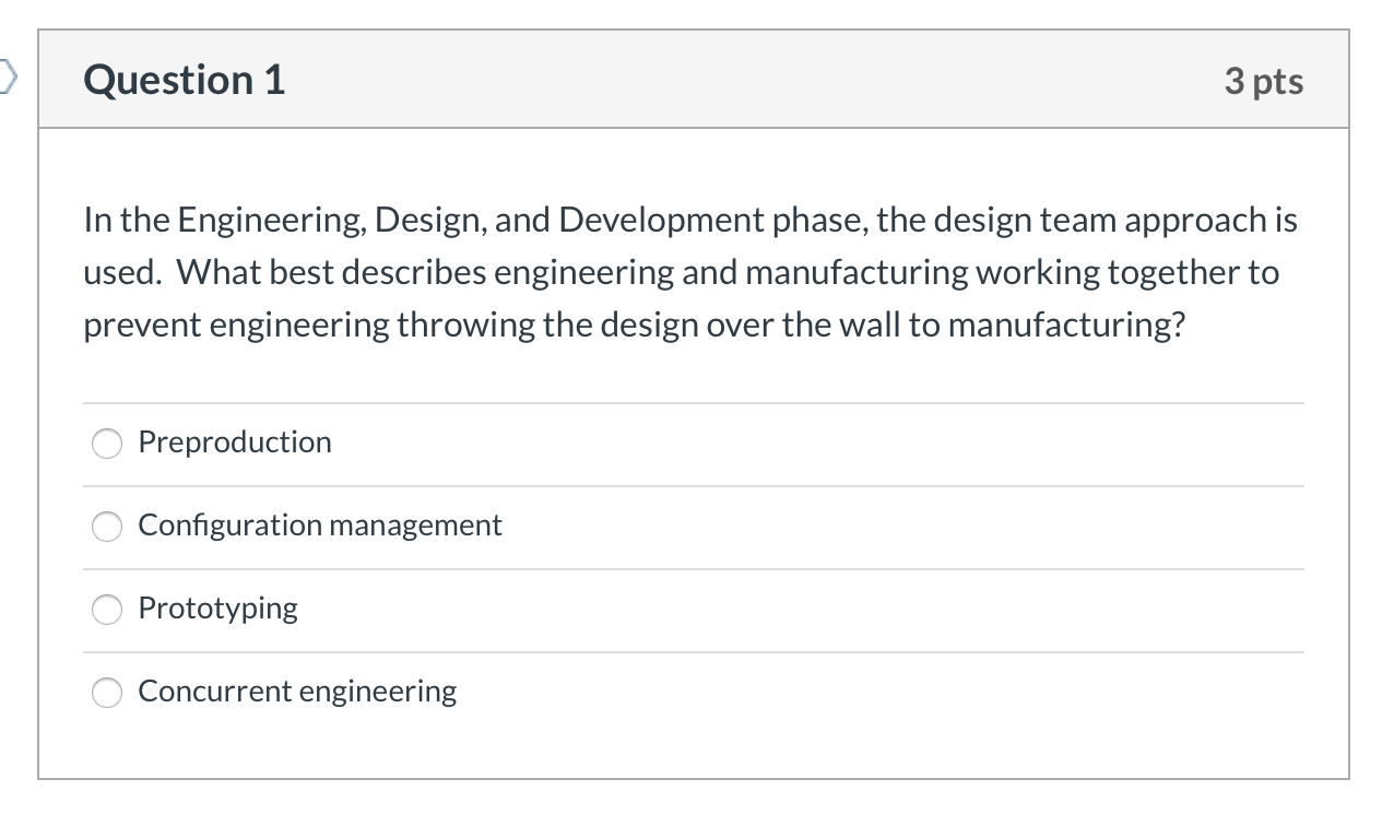 Solved Question 1 3 pts In the Engineering, Design, and | Chegg.com