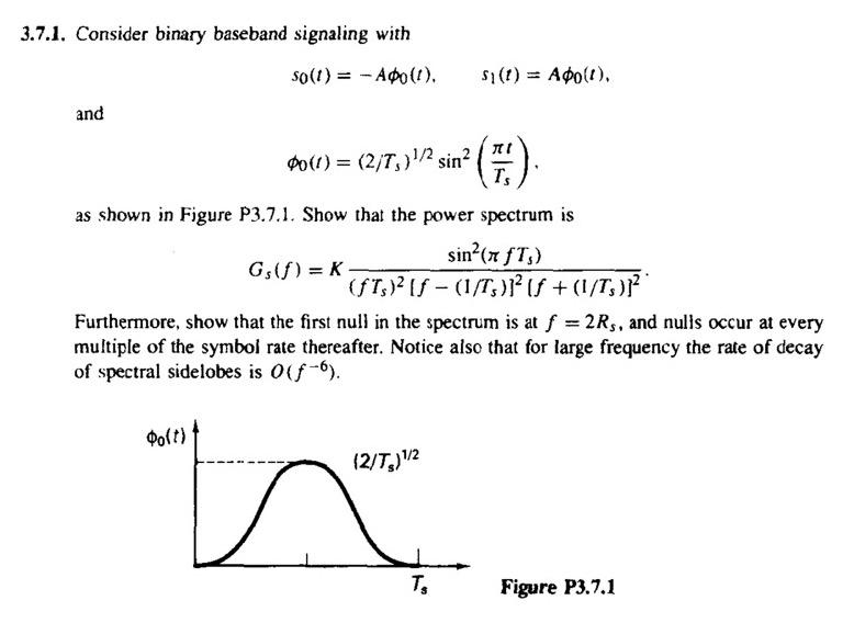 Solved 3.7.1. Consider binary baseband signaling with | Chegg.com