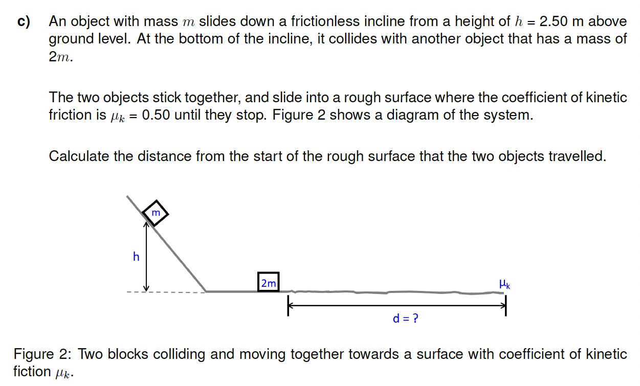 Solved c) An object with mass m slides down a frictionless | Chegg.com