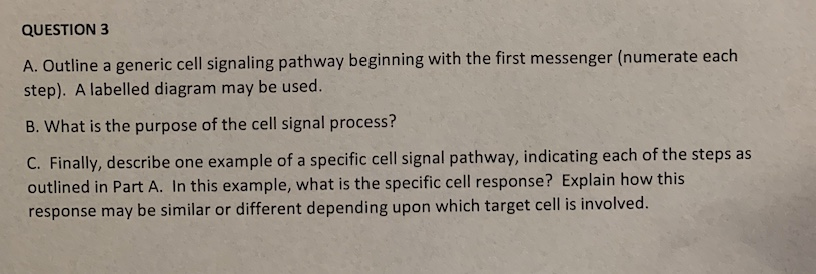 Solved QUESTION 3 A. Outline a generic cell signaling | Chegg.com