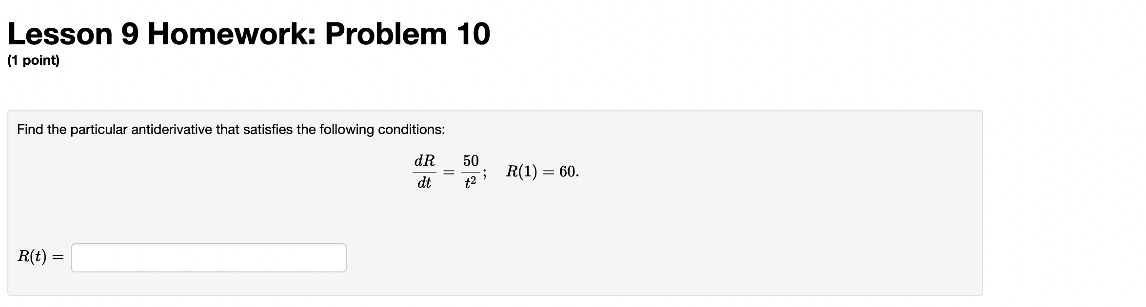 Solved Lesson 9 Homework: Problem 10 (1 point) Find the | Chegg.com