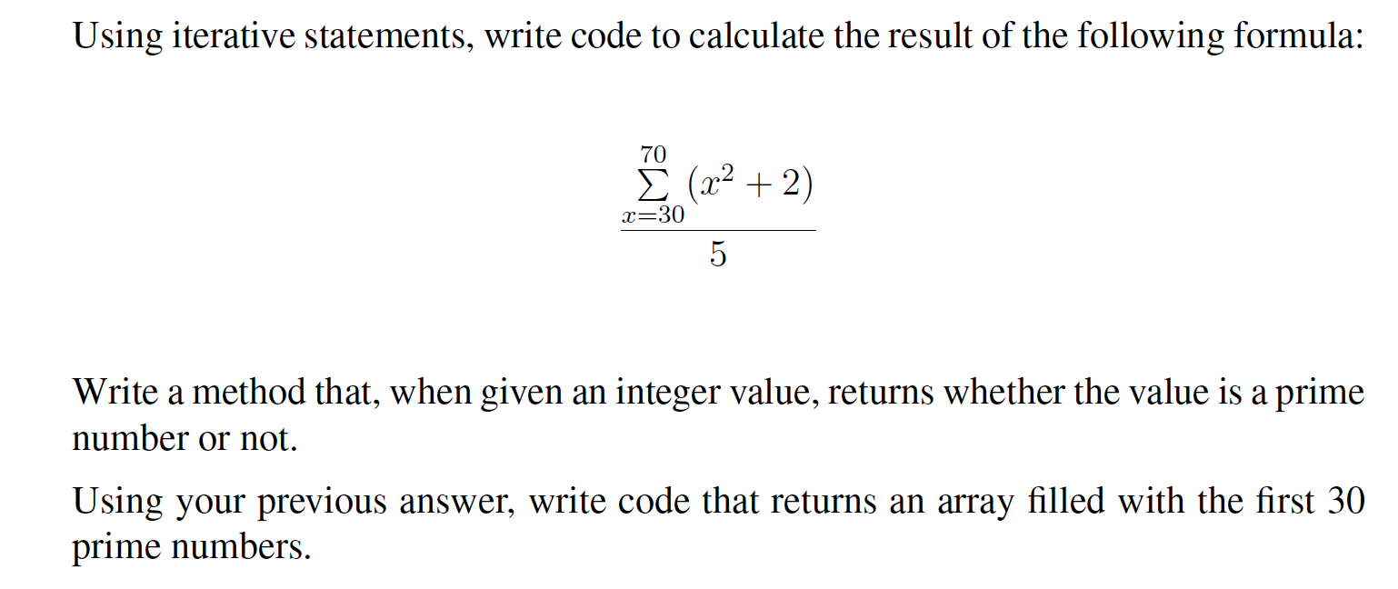 Solved Using iterative statements, write code to calculate | Chegg.com