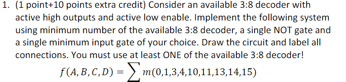 Solved 1. (1 point+10 points extra credit) Consider an | Chegg.com