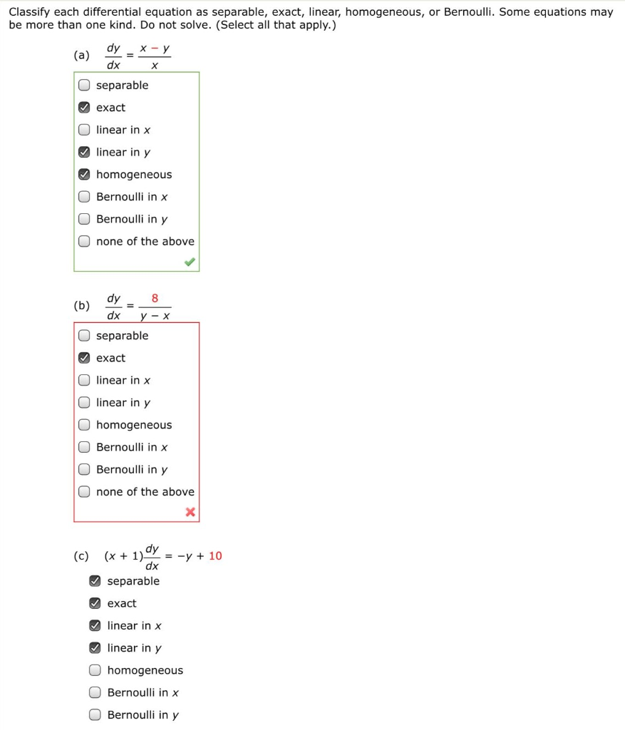 Solved Classify each differential equation as separable, | Chegg.com