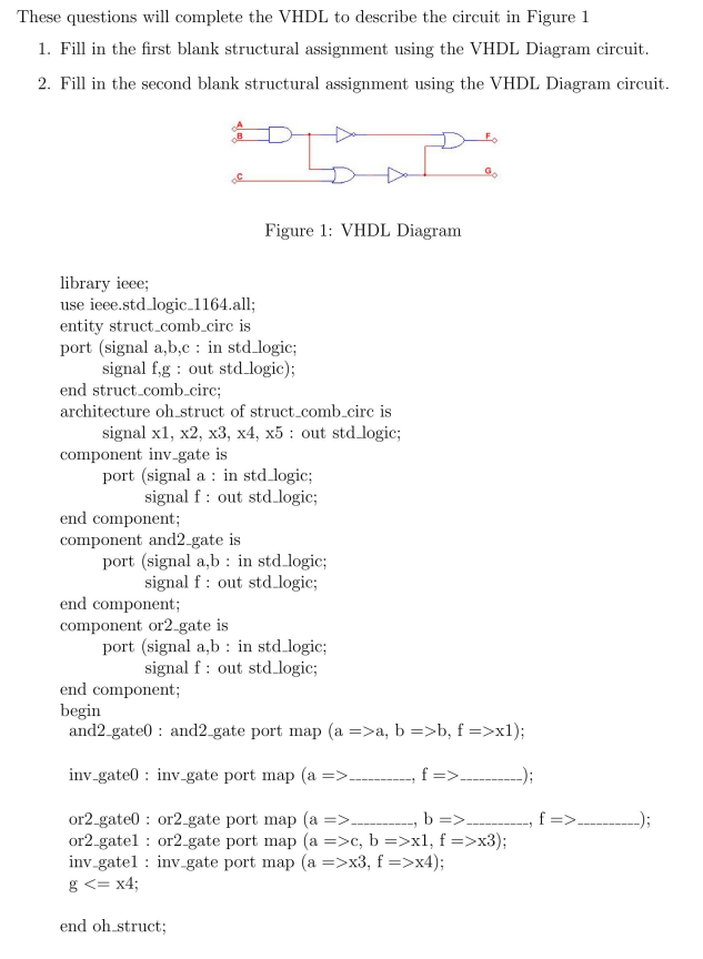 Solved These questions will complete the VHDL to describe | Chegg.com