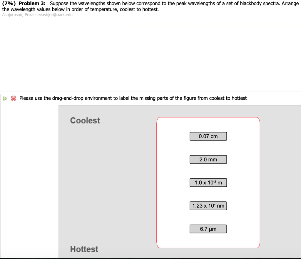 Solved (7\%) Problem 3: Suppose the wavelengths shown below | Chegg.com