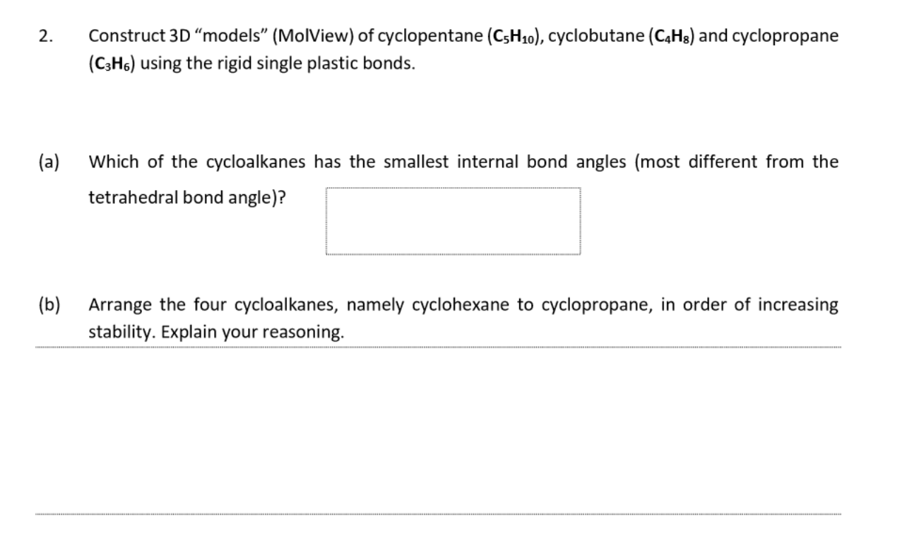 Solved 2. Construct 3D “models” (MolView) of cyclopentane | Chegg.com