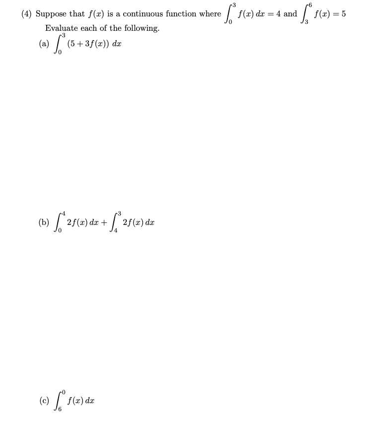 Solved (4) Suppose that f(x) is a continuous function where | Chegg.com