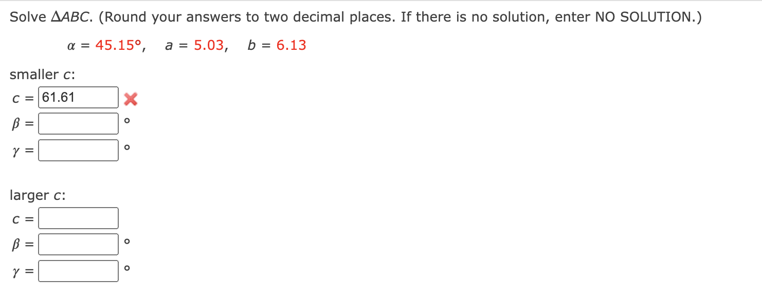 Solved Solve ABC. (Round your answers to two decimal | Chegg.com