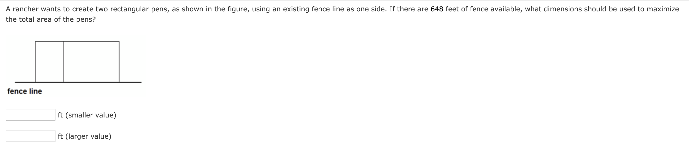 Solved the total area of the pens? fence line ft (smaller | Chegg.com