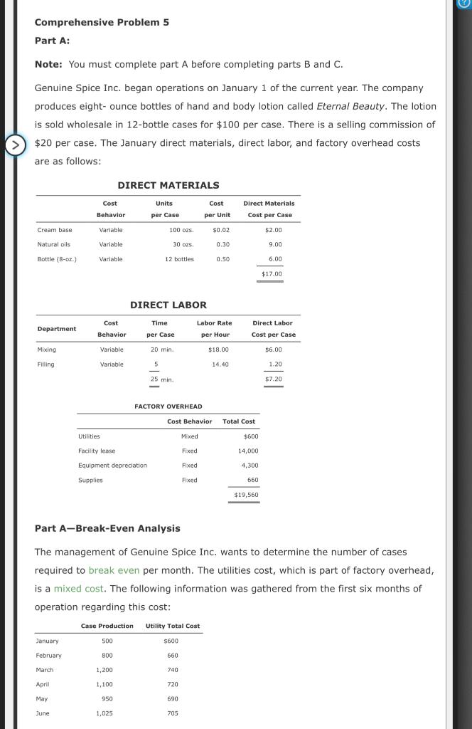 Solved Comprehensive Problem 5 Part A: Note: You must | Chegg.com
