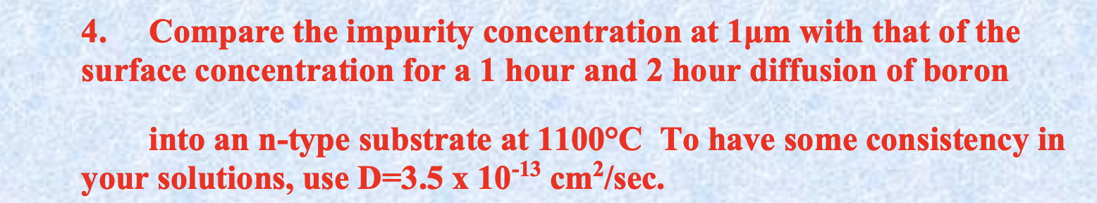 Solved 4. Compare the impurity concentration at 1um with | Chegg.com