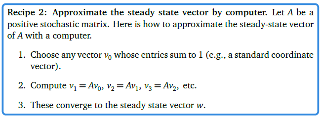 Solved Recipe 2: Approximate the steady state vector by | Chegg.com