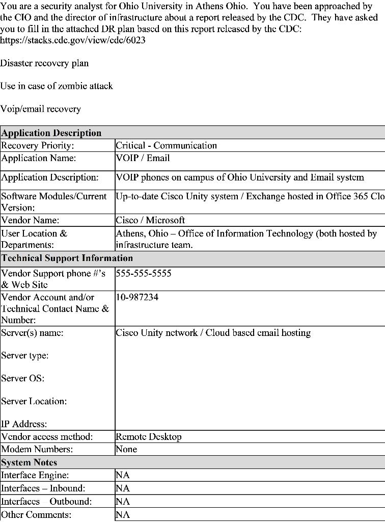Solved You are a security analyst for Ohio University in | Chegg.com