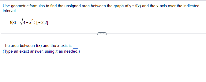 Solved Use geometric formulas to find the unsigned area | Chegg.com