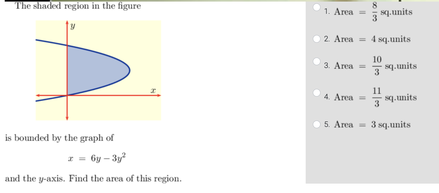Solved Area =83 ﻿sq.unitsArea =4 ﻿sq.unitsArea =103 | Chegg.com