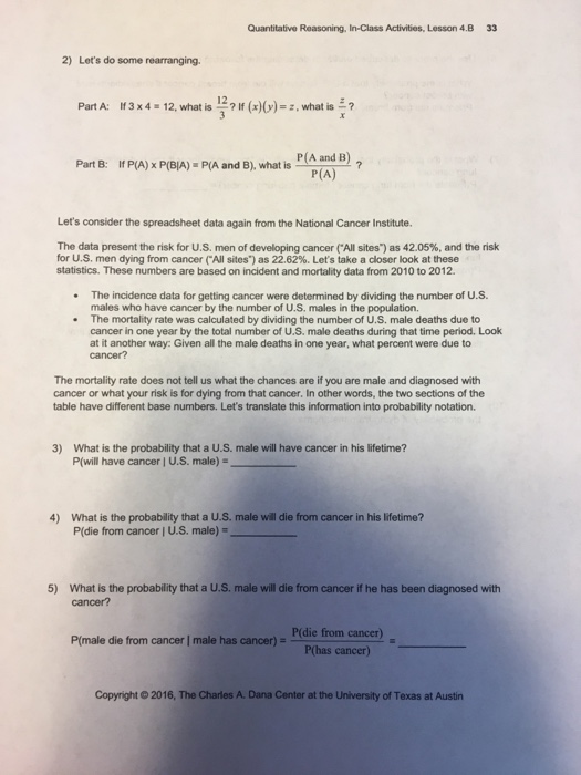 Solved Quantitative Reasoning, In-Class Activities, Lesson | Chegg.com