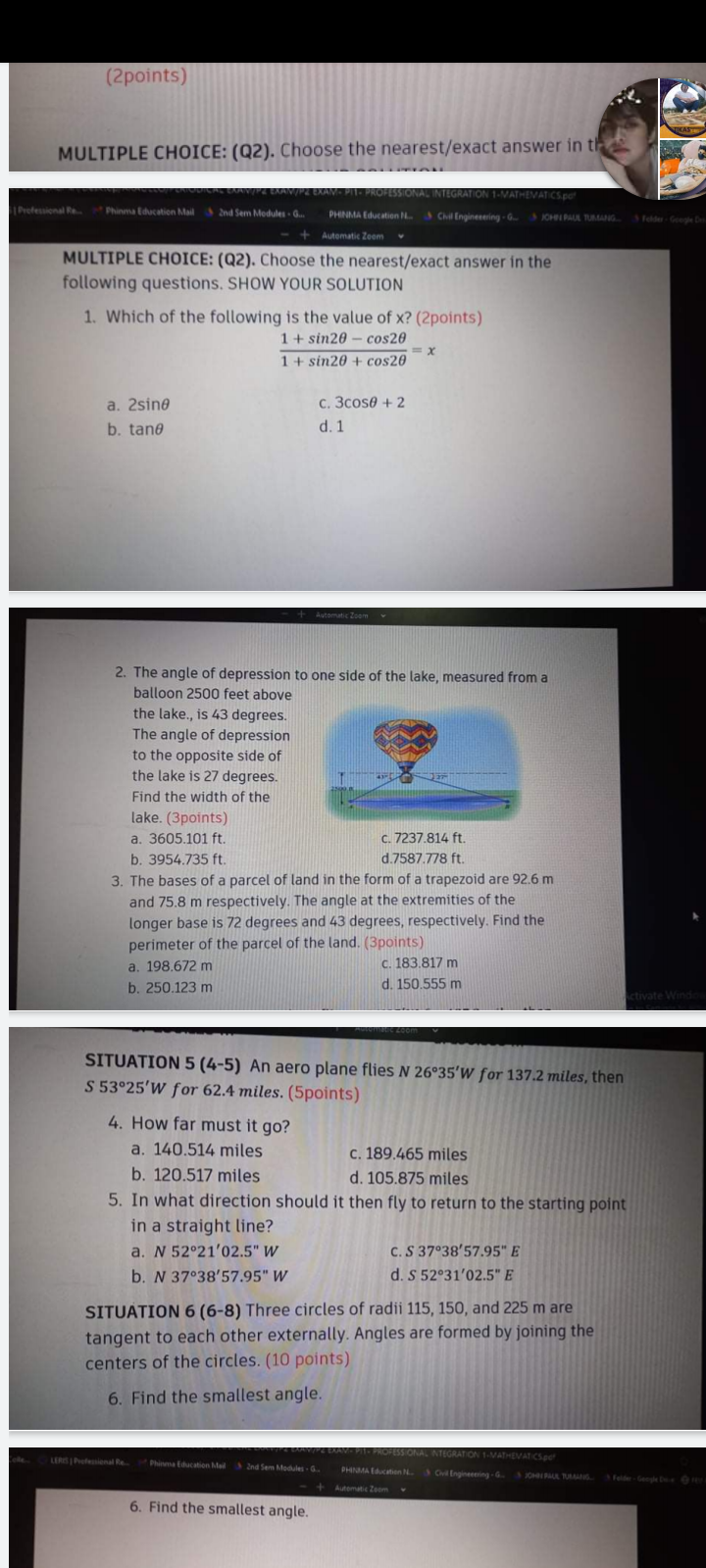 Solved (2points) MULTIPLE CHOICE: (Q2). Choose the | Chegg.com