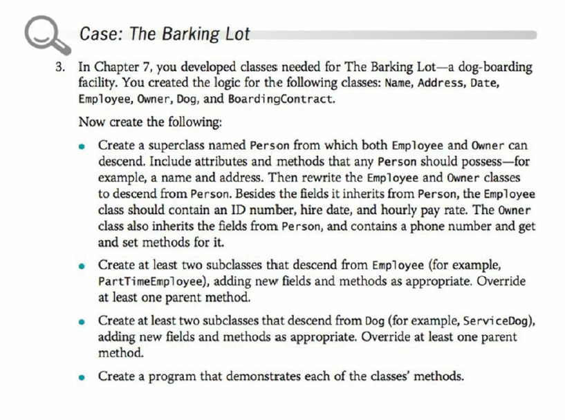 Case: The Barking Lot 3. In Chapter 7, you developed | Chegg.com